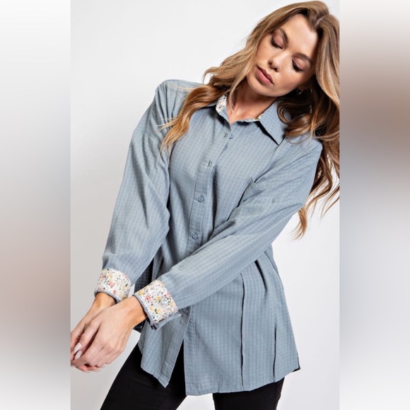 easel | Tops | 423 Easel Button Down Loose Fitshirt Gingham Printed ...